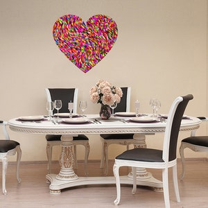 Heart Wall Decal Girl Wall Art Psychedelic Art Love Décor Heart Wall ...