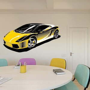 Lamborghini Decal Yellow Car Print Transport Wall Sticker Machinery ...