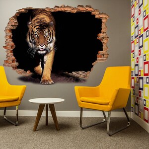 Tiger Wall Decal Wildlife Sticker Animal Prints 3d Mural Stone Kids ...