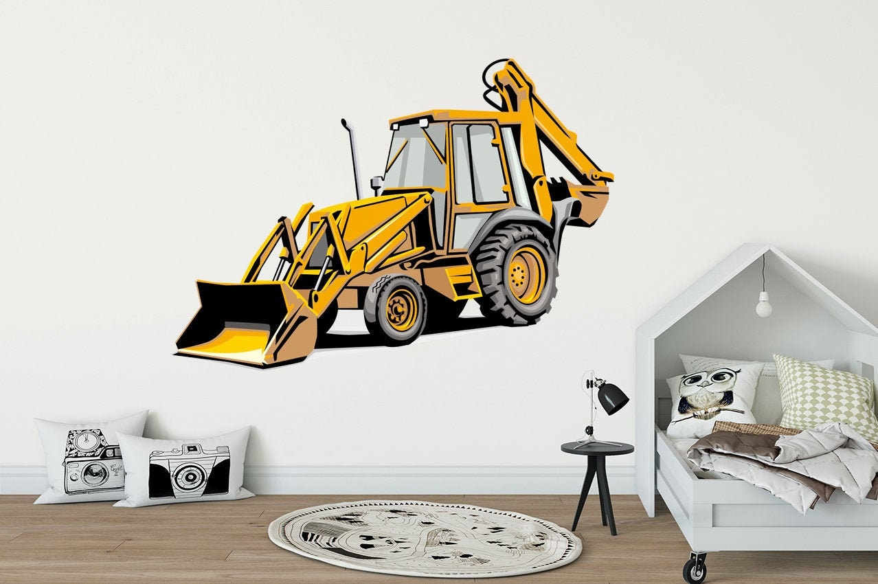 Excavator Wall Decal Bulldozer Decor Boy Room Sticker - Etsy