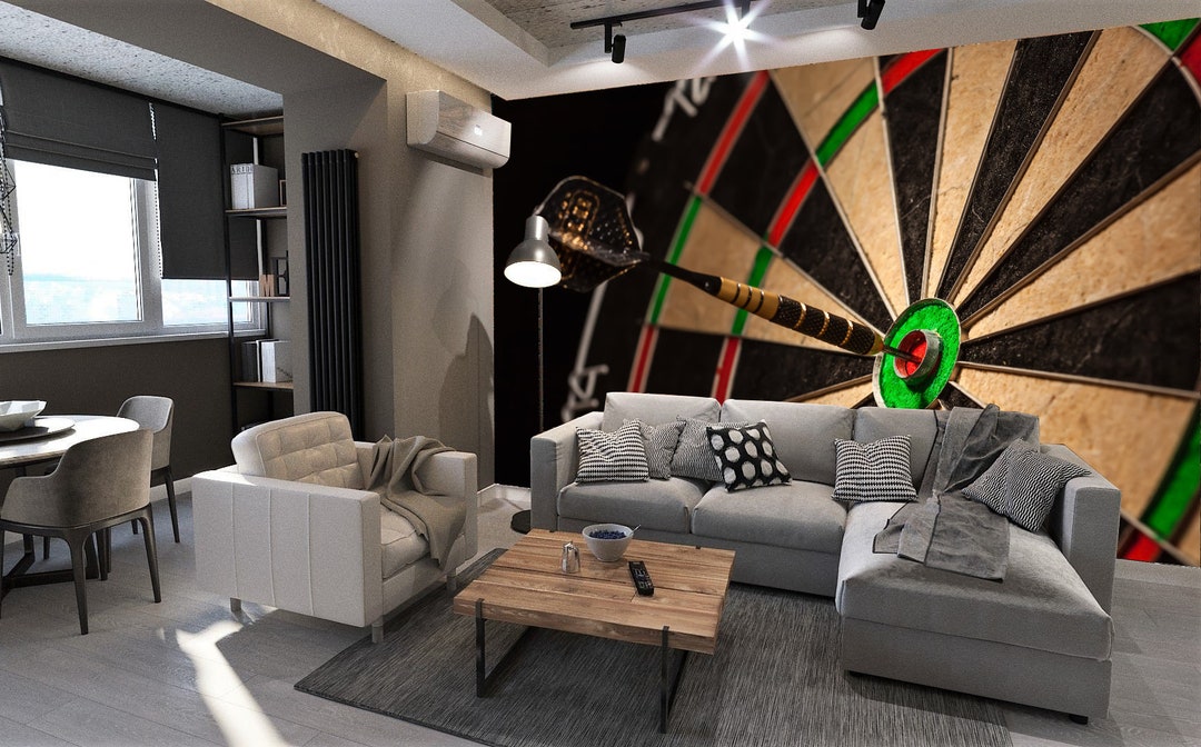 Darts Wallpaper Sport Game Wall Mural Boys Room Print Self-adhesive ...