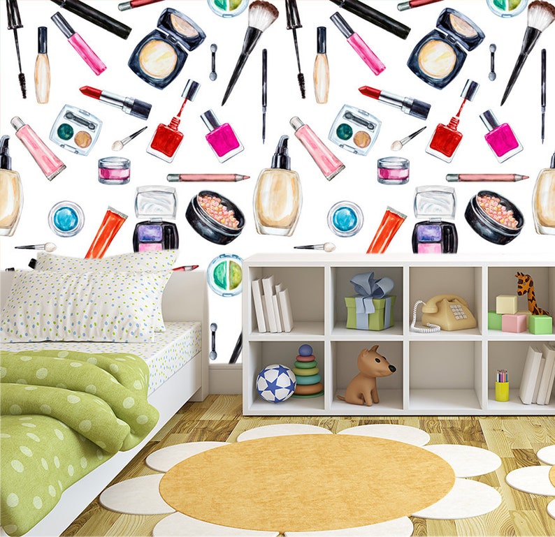 Cosmetics Wallpaper Makeup Mural Modern Design Cosmetology Print ...