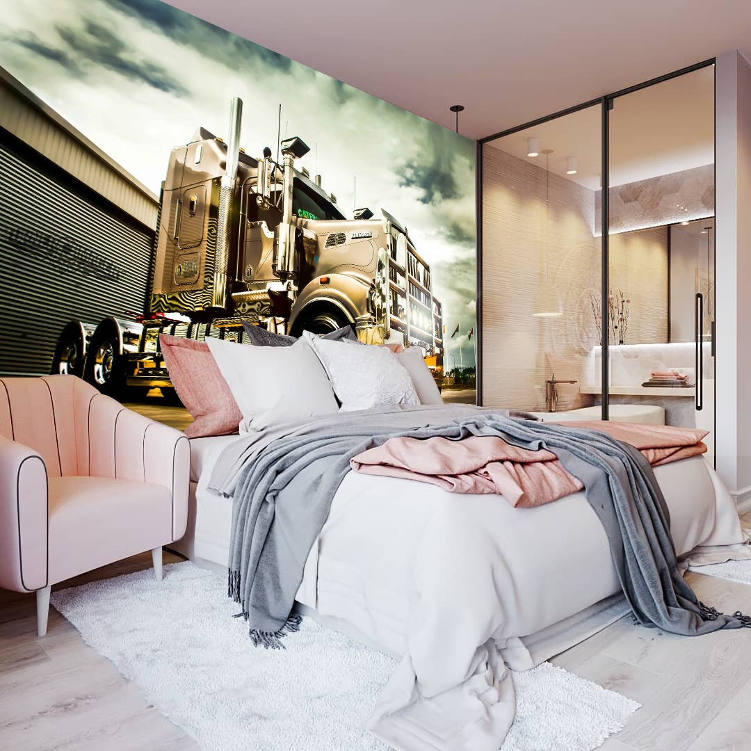 Semi Truck Wallpaper Boys Room Mural Lorry Car Print Mechanism Wall ...