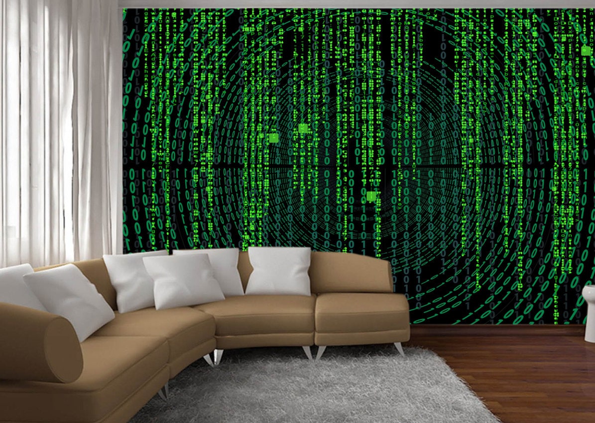 Peel and Stick Matrix Wallpaper Cyber Code Decal Computer Mural Self ...