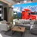 Red Truck Wallpaper Mechanism Mural Lorry Car Wall Art Engine Print ...