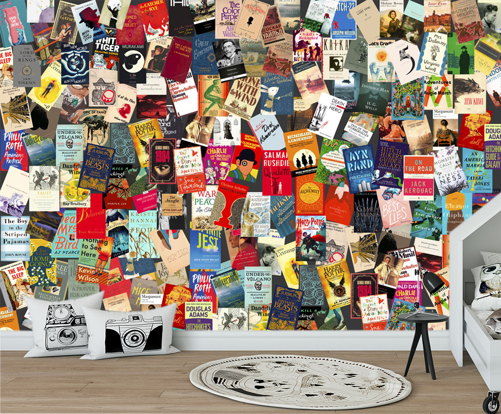 Literature World Wallpaper Collage of Books Famous Writers Mural Old ...