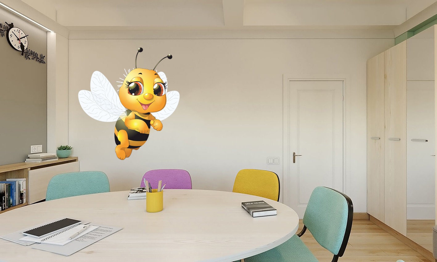 Bee Wall Decal Honey Bee Wall Art Kids Art Decal Flying Bee - Etsy