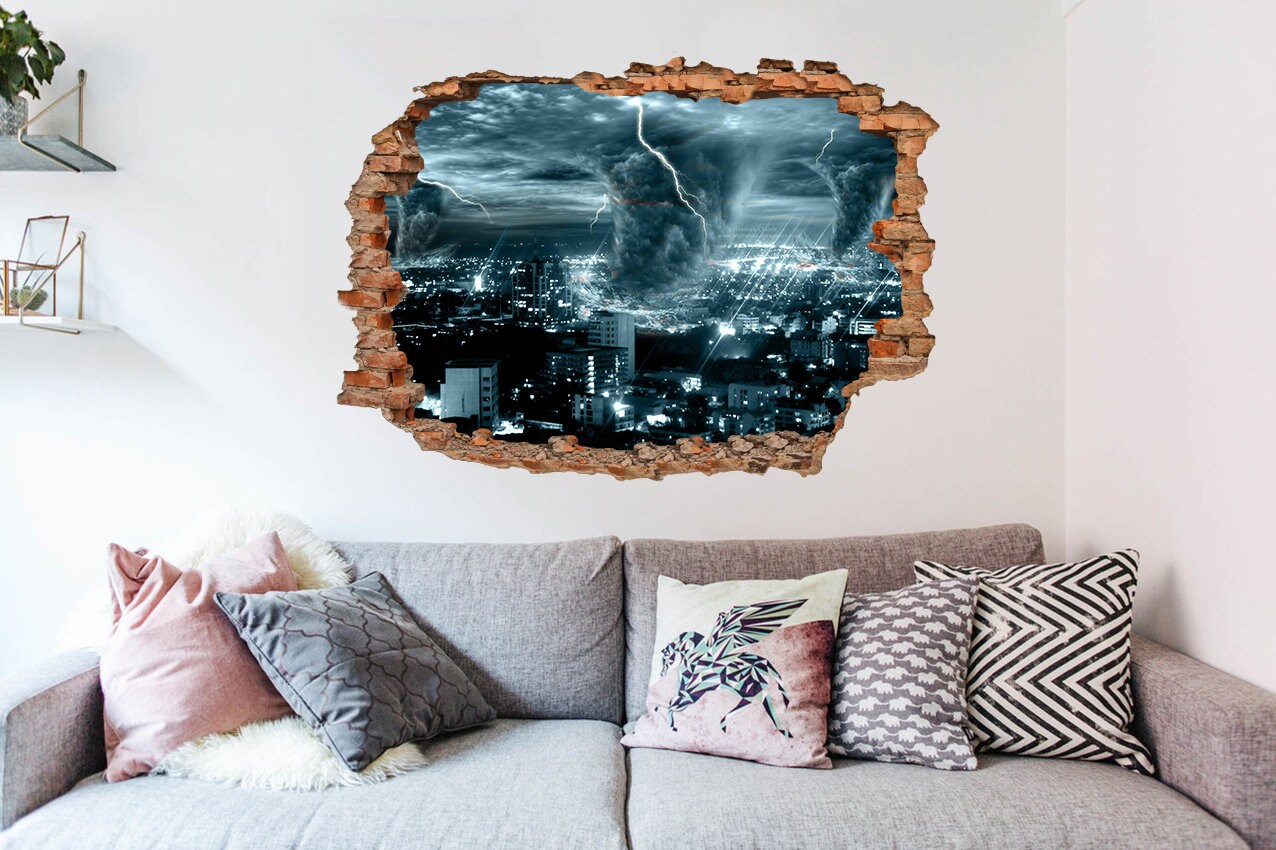 Thunderstorm in City Wall Art Office Lightning Decor Storm Prints ...