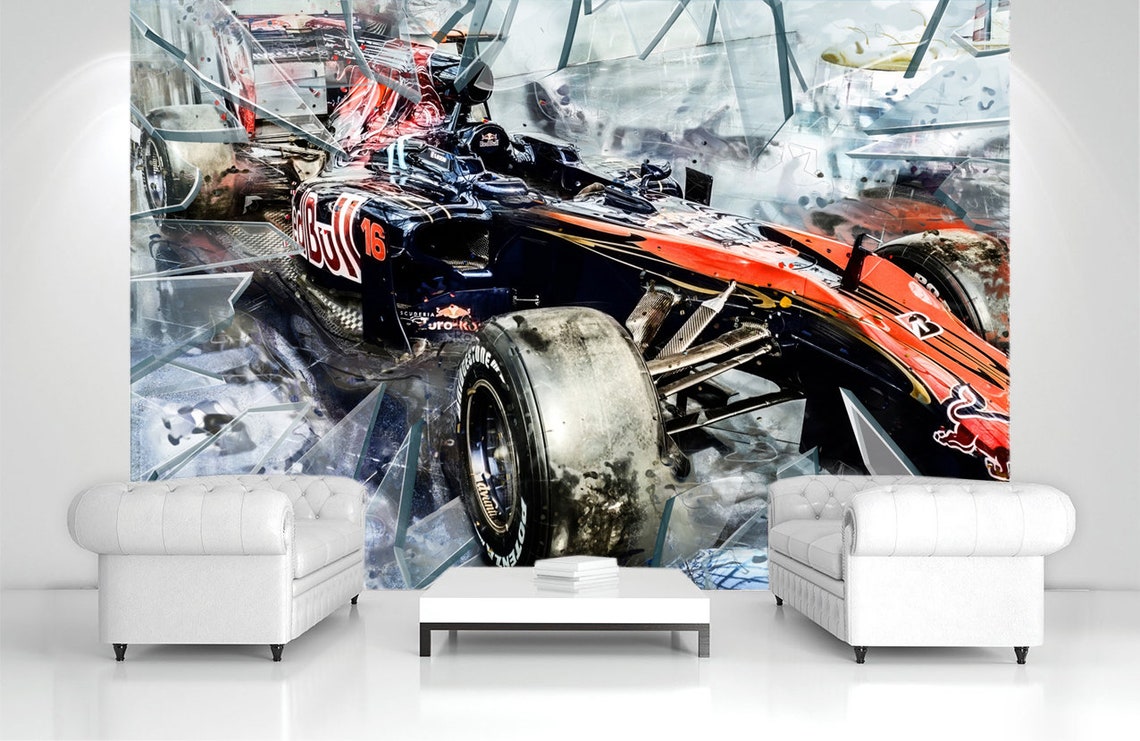 Speed Wall Art Racing Cars Mural Formula Wall Decal Car Wall Decal Peel ...