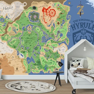 Hyrule Map Wallpaper Legend of Zelda Print Peel and Stick the Kingdom ...