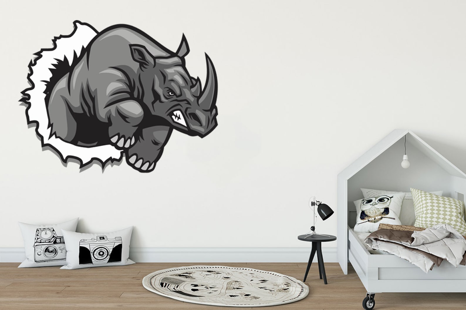 Rhinoceros Decal Animal Decal Rhino Sticker Kids Wall Decal - Etsy