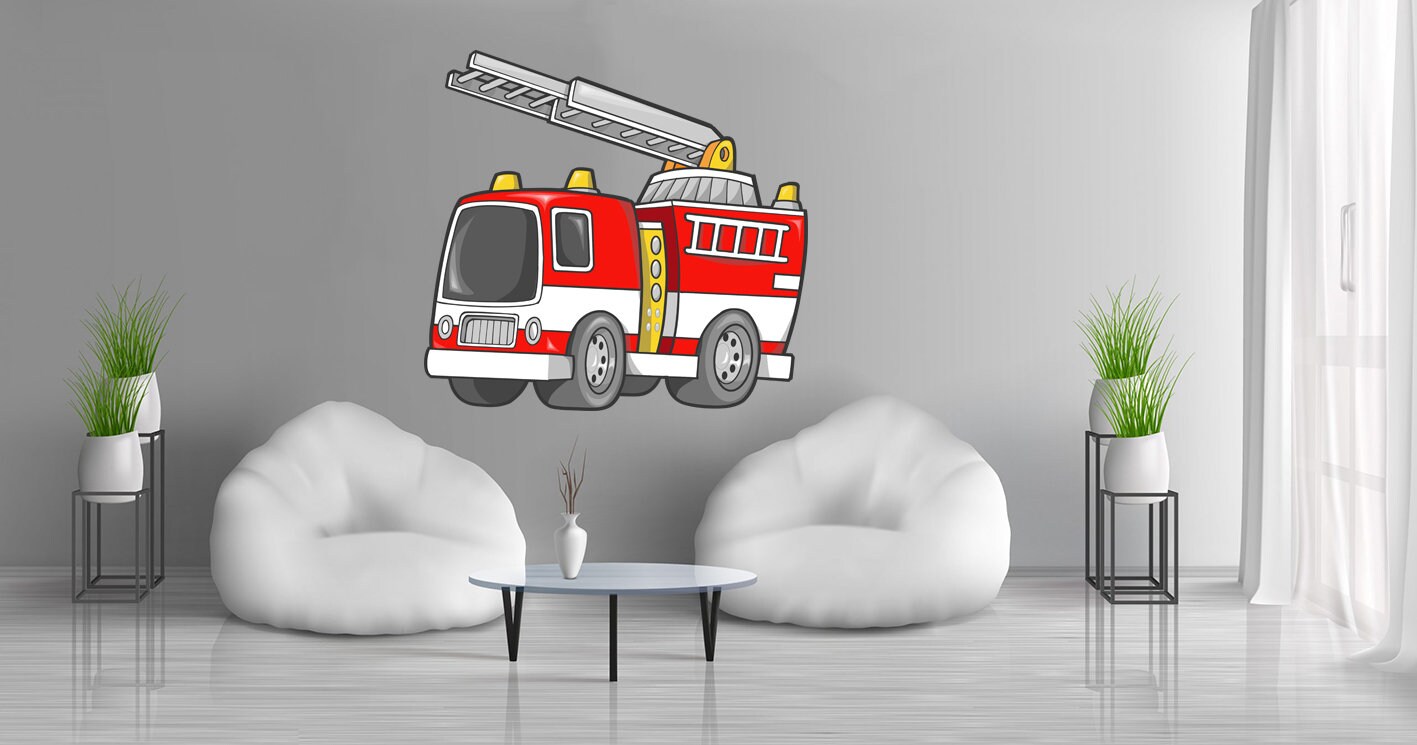 Fire Truck Art Fire Engine Decal Car Wall Sticker Fire Engine Vinyl ...