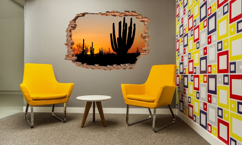 Cactus Decal Desert Print Sunset Wall Sticker Modern Art Decor - Etsy