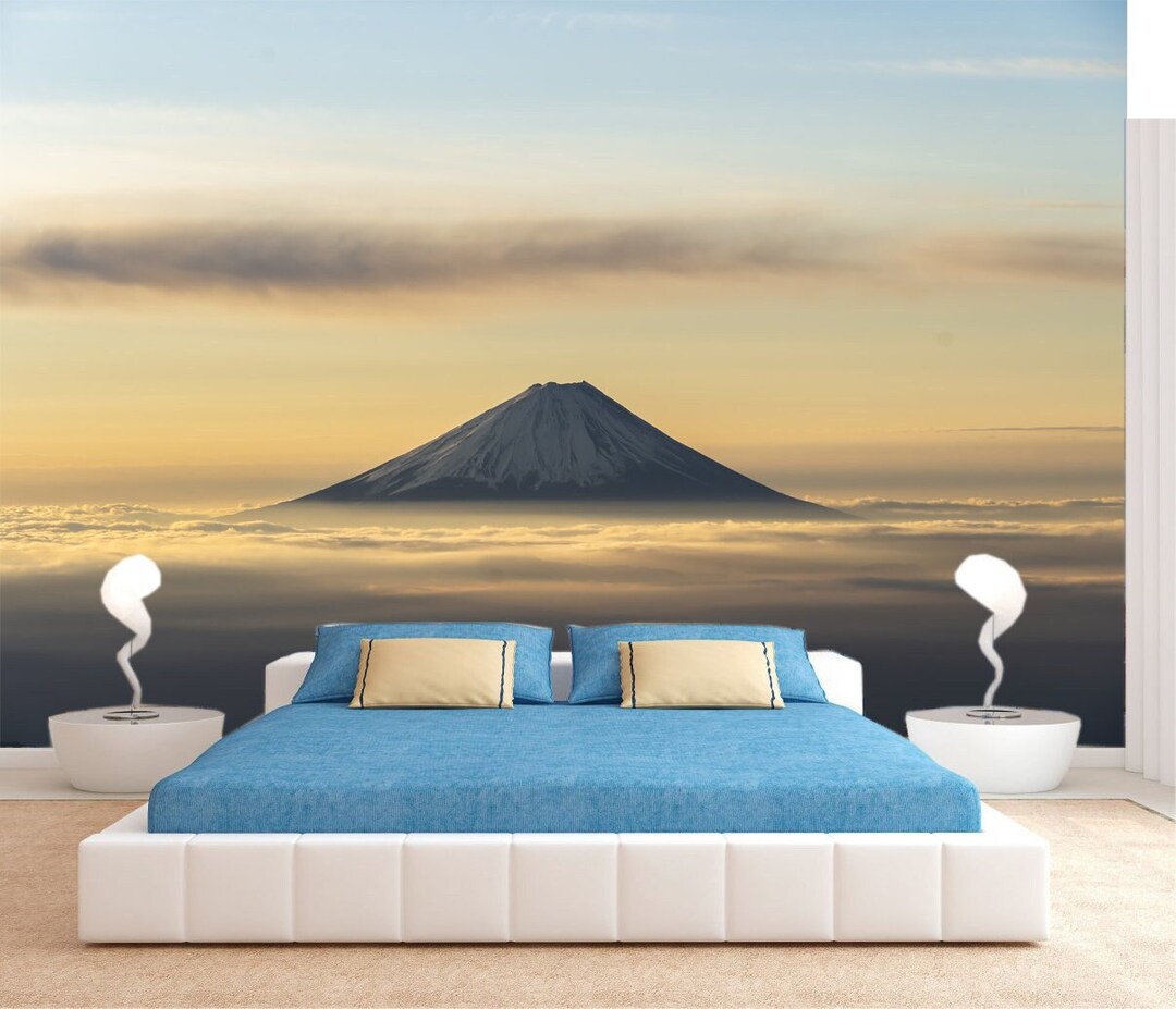 Volcano Wall Decal Mountain Wall Decal Fujisan Art Japanese Wall Art ...