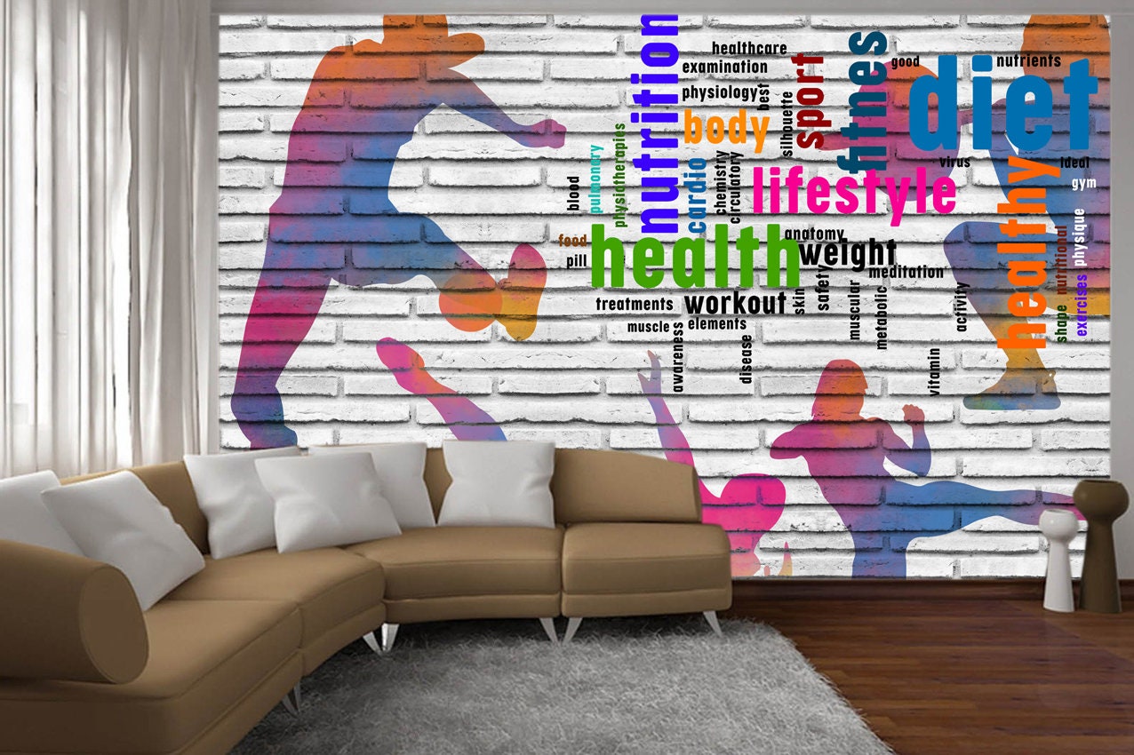 Athlete Wallpaper Gym Wall Mural Motivational Words Art Sport Décor ...