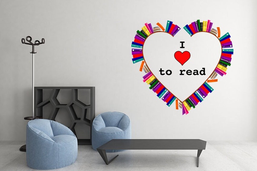 I Love to Read Decal Literature Decal Heart Decal I Love Books Sticker ...