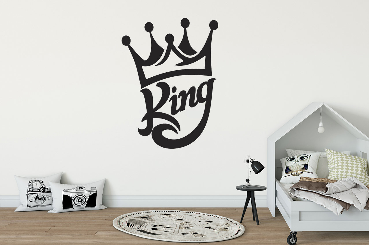 King Wall Decal Crown Wall Art King Crown Vinyl Modern Room Print King ...