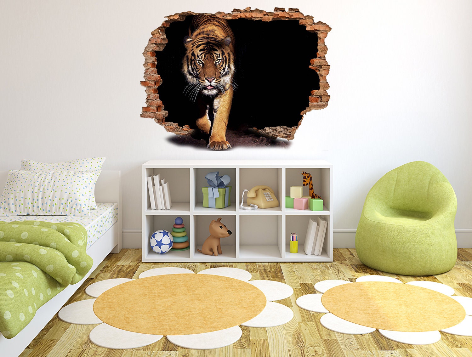 Tiger Wall Decal Wildlife Sticker Animal Prints 3d Mural Stone - Etsy