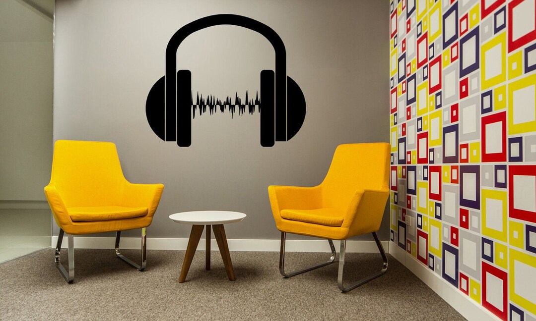 Headphones Decal Music Wall Art Sound Wave Print Music Wave Sticker ...