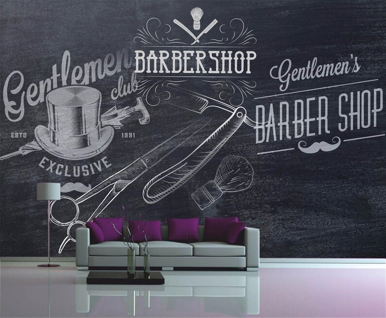 Barbershop Wallpaper Barber Shop Wall Mural Peel and Stick Self ...