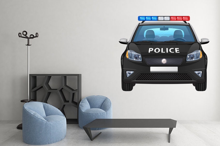 Police Car Decal Kids Car Vinyl Patrol Sticker Art Vinyl Home Poster ...