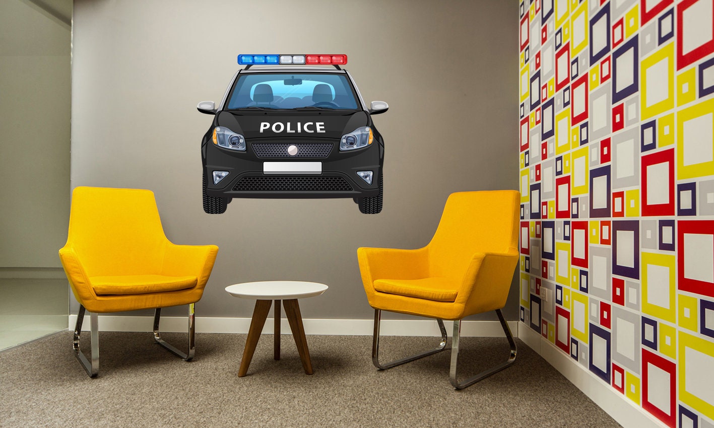 Police Car Decal Kids Car Vinyl Patrol Sticker Art Vinyl Home Poster ...