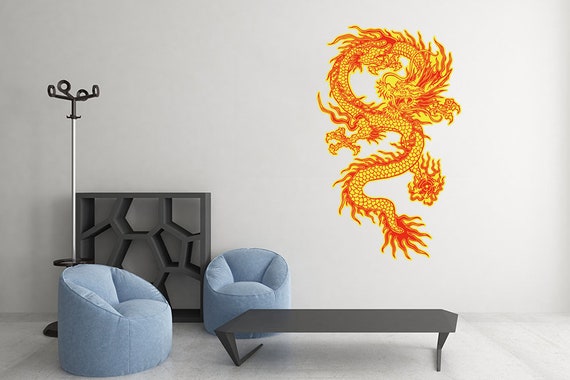 Dragon wall decal Chinese dragon art China wall vinyl Japanese | Etsy