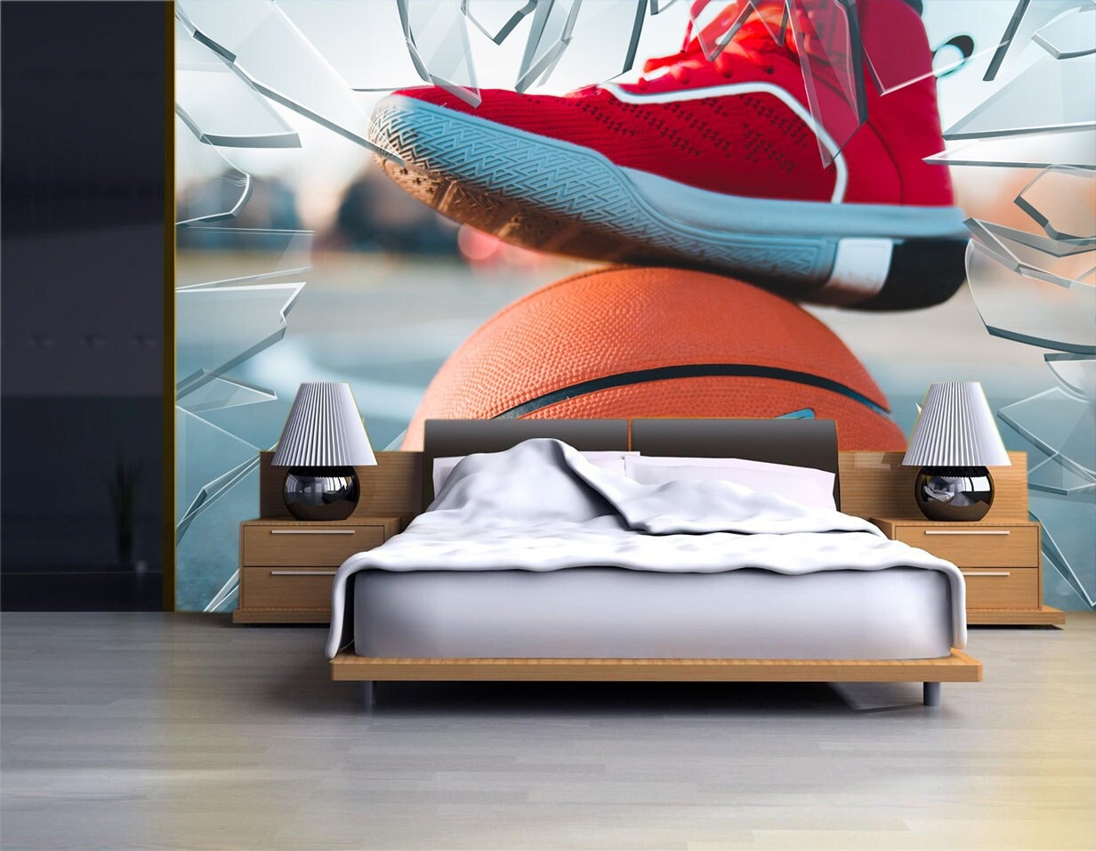 Ball Wall Sticker Sport Mural Basketball Wall Decals Peel and - Etsy