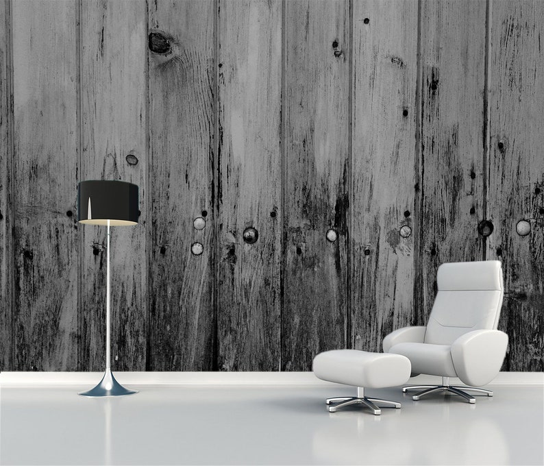 Wood Wall Mural Blue Home Decor Old Wood Artwork Textured Decal Self ...