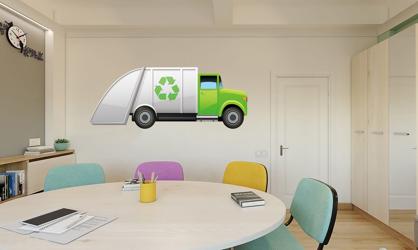 Garbage Truck Decal Kids Car Prints Trash Truck Artwork Engine Sticker ...