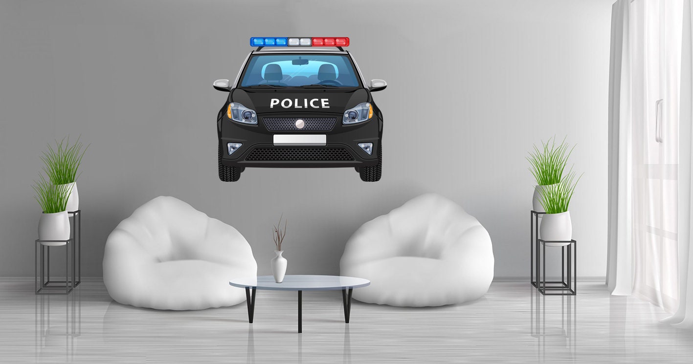 Police Car Decal Kids Car Vinyl Patrol Sticker Art Vinyl Home Poster ...