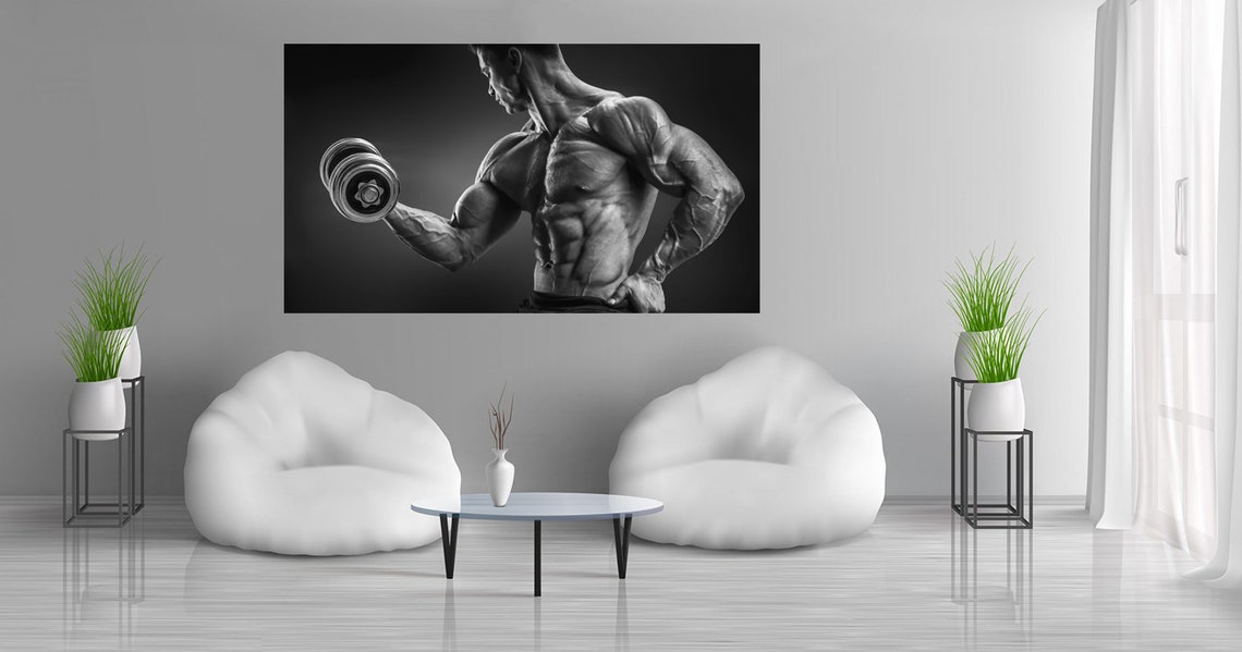Dumbbell Decal Biceps Sticker Weight Training Muscle Man Art - Etsy