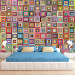 Square Wall Decal Geometric Wall Decal Shapes Wall Art Retro Mural ...