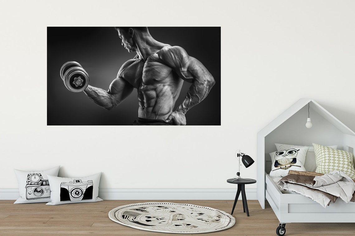 Dumbbell Decal Biceps Sticker Weight Training Muscle Man Art - Etsy