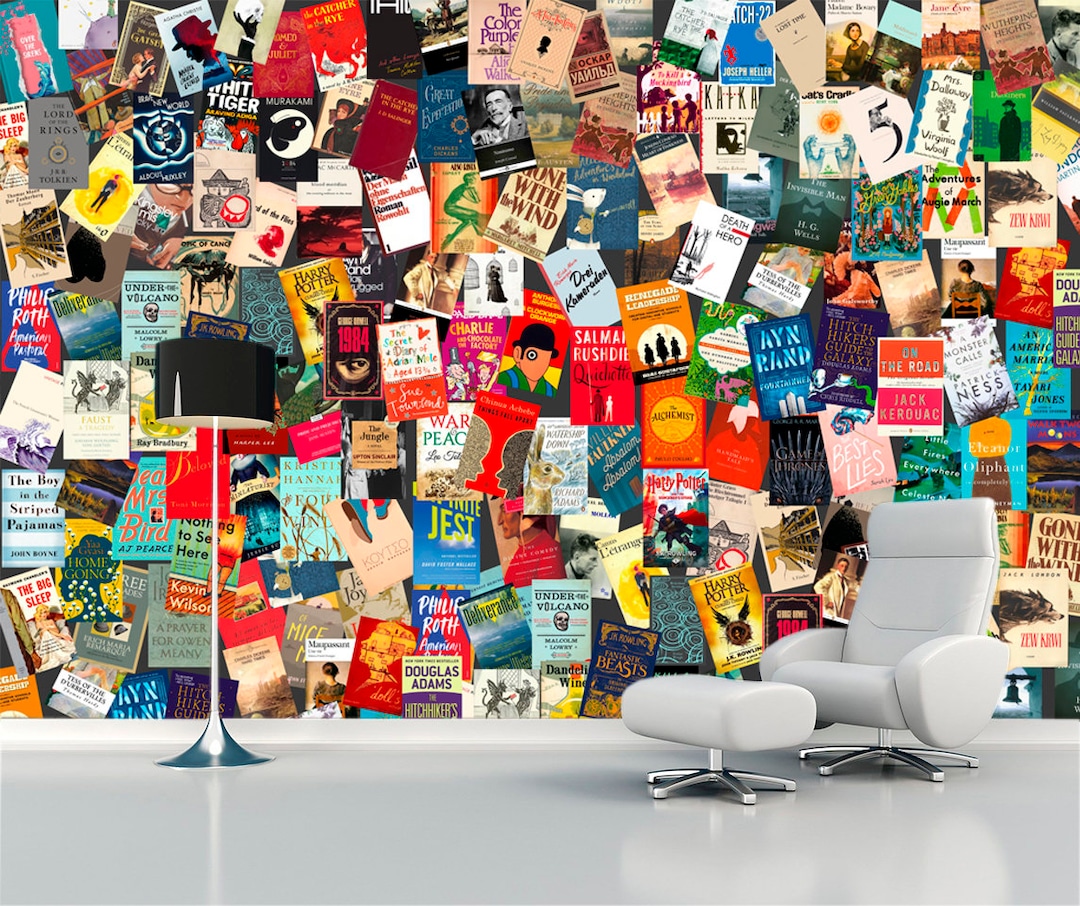Literature World Wallpaper Collage of Books Famous Writers Mural Old ...