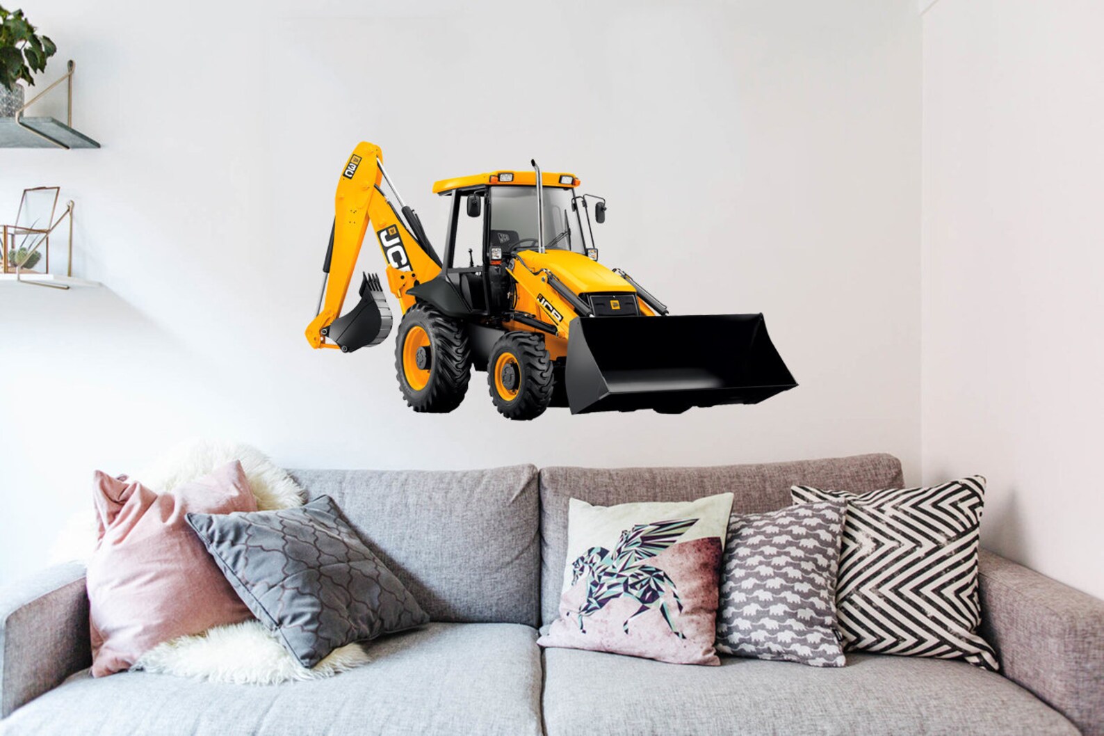 Excavator Decal Nursery Truck Vinyl Vehicles Sticker Construction ...