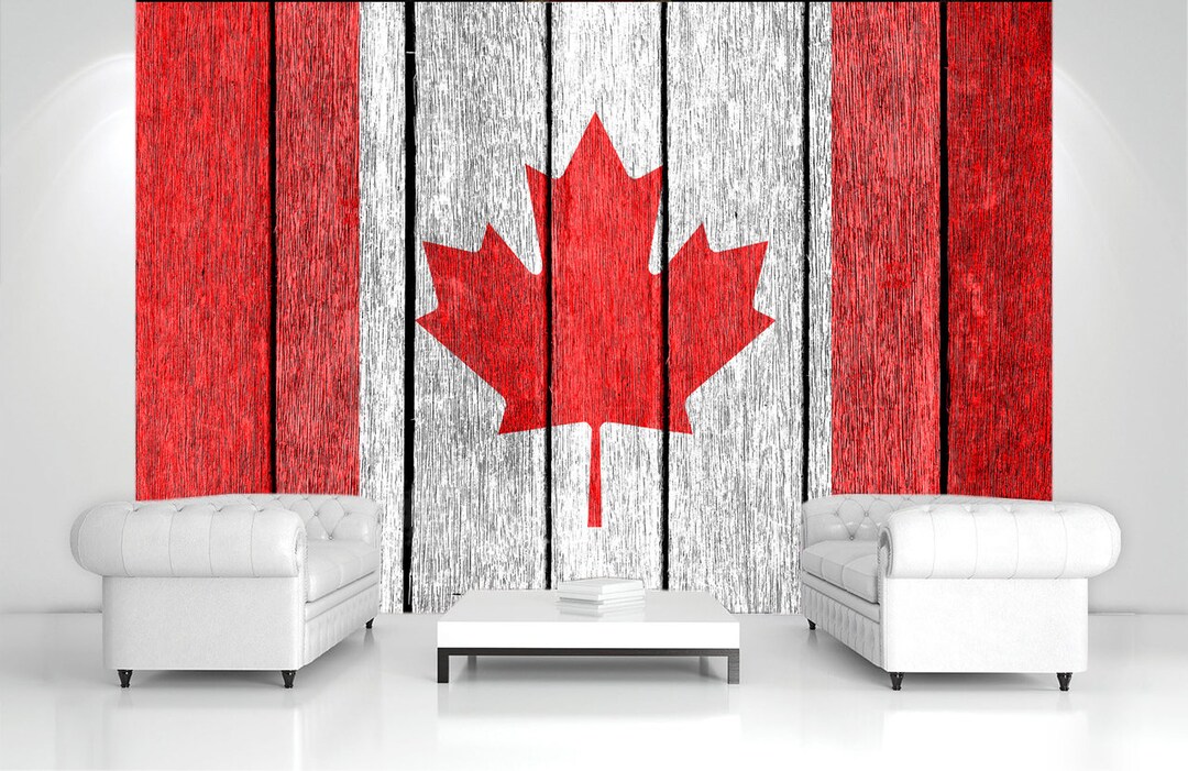 Canadian Flag Wall Mural Wall Decor Vintage Flag Wall Art Peel and ...