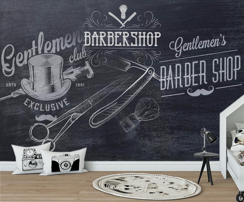 Barbershop Wallpaper Barber Shop Wall Mural Peel and Stick Self ...