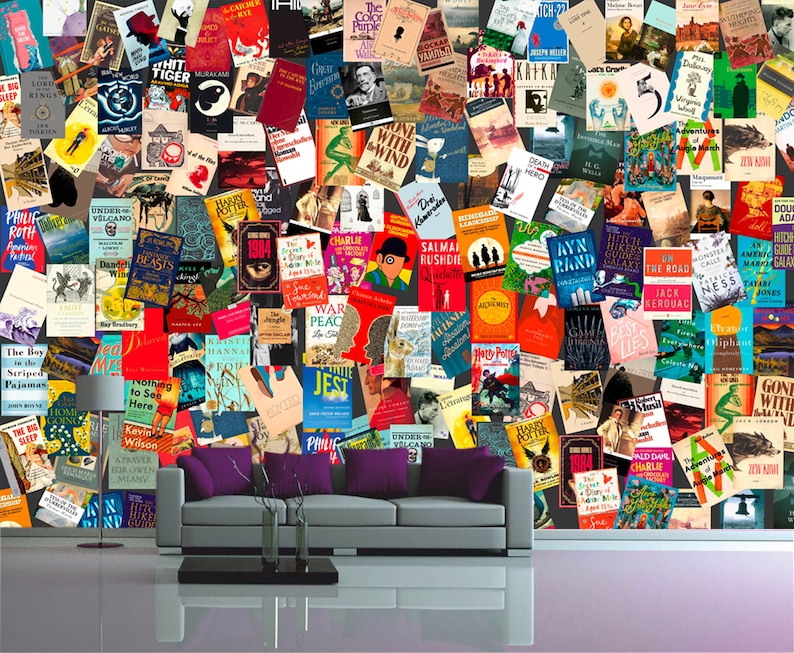 Literature World Wallpaper Collage of Books Famous Writers Mural Old ...