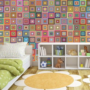 Square Wall Decal Geometric Wall Decal Shapes Wall Art Retro Mural ...