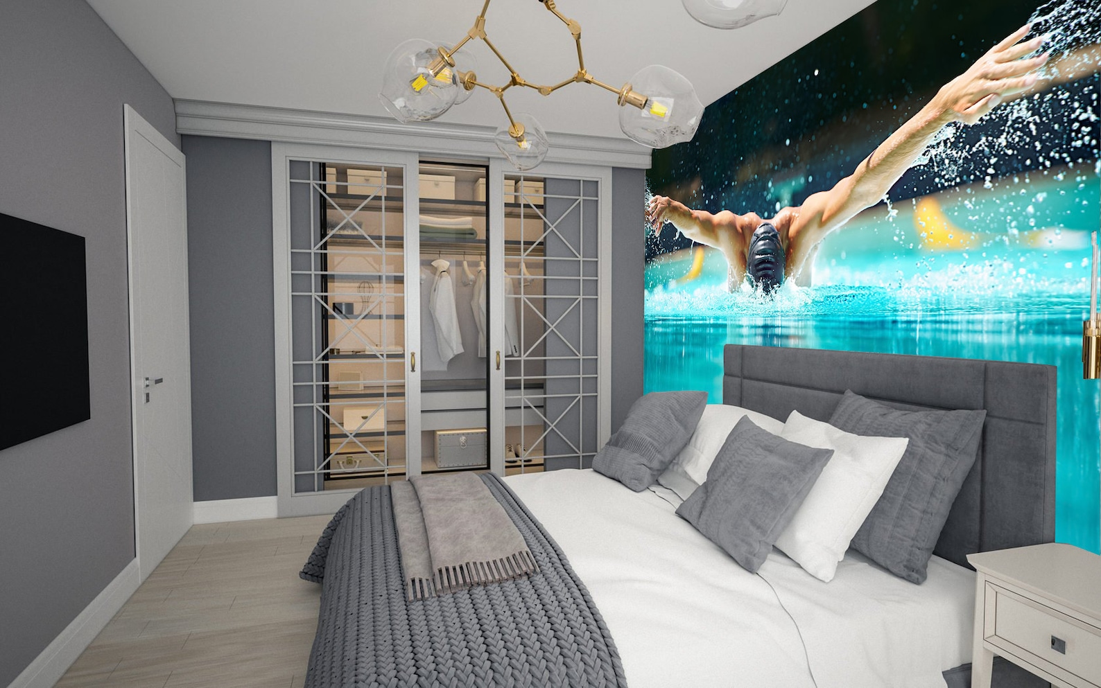 Swimmer Wallpaper Pool Wall Decal Peel and Stick Swimming Mural Sport ...