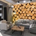 Peel and Stick Wooden Logs Wallpaper Wood Slice Mural Tree Ring Wall ...
