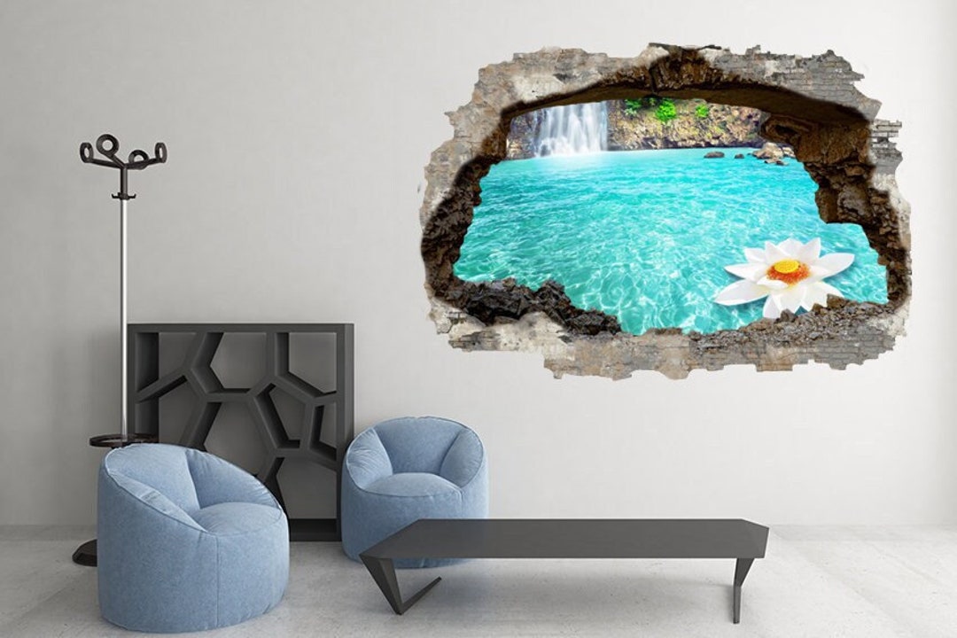 Lily Decal Wall Art Home Flower Decor Lake Prints Waterfall Art Nature ...