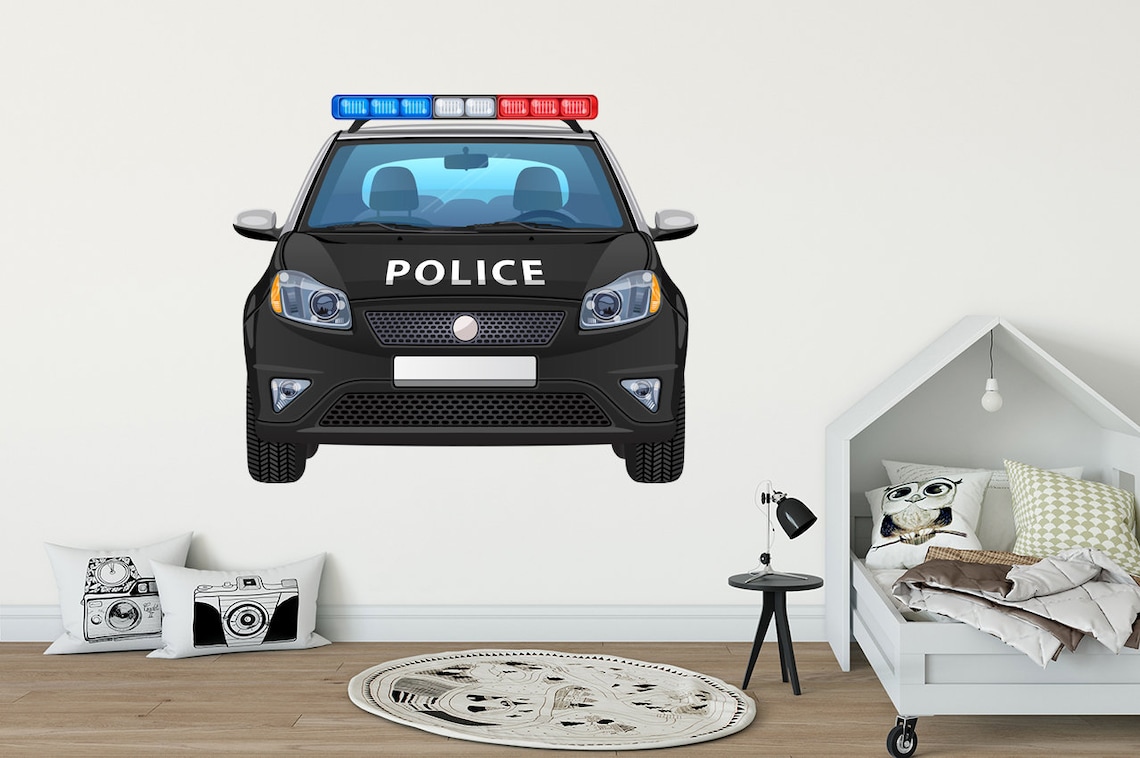 Police Car Decal Kids Car Vinyl Patrol Sticker Art Vinyl Home Poster ...