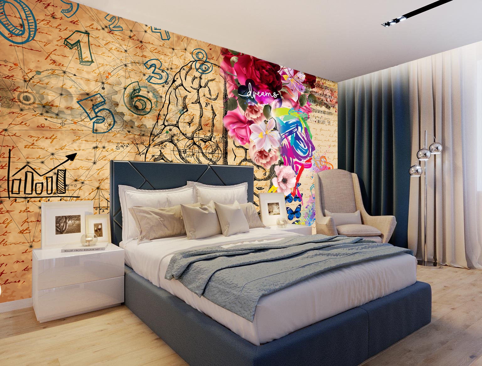 Human Brain Wallpaper Anatomy Mural Creative Wall Prints Abstract ...