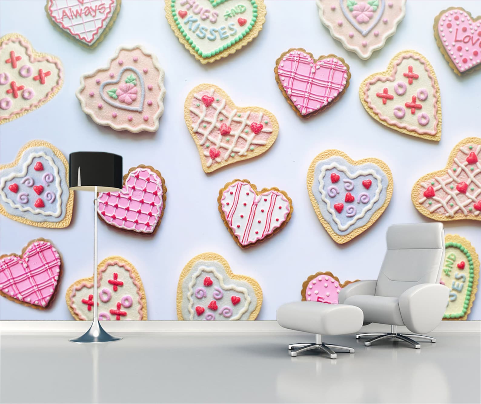 Peel and Stick Wallpaper Heart Cookie Decal Sweet Wall Print Cake Mural ...