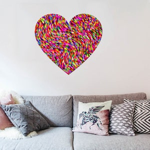 Heart Wall Decal Girl Wall Art Psychedelic Art Love Décor Heart Wall ...