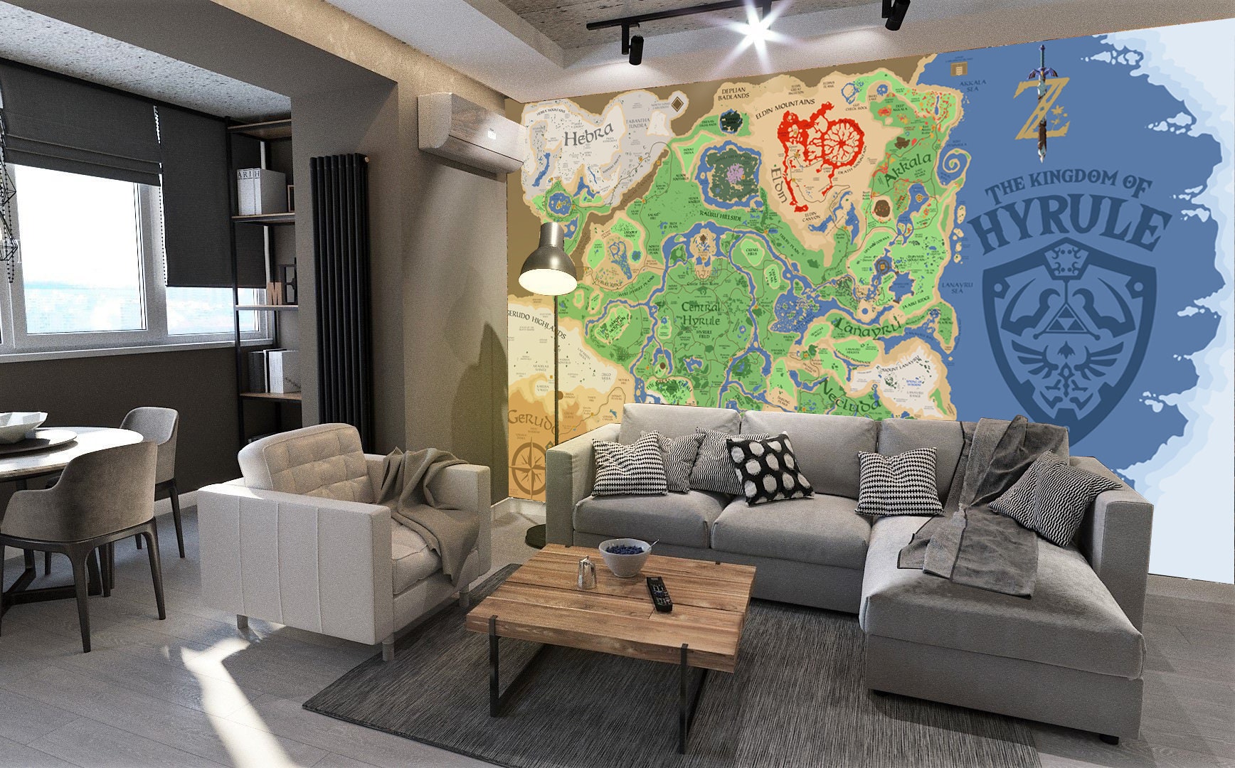 Hyrule Map Wallpaper Legend of Zelda Print Peel and Stick the Kingdom ...