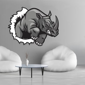 Rhinoceros Decal Animal Decal Rhino Sticker Kids Wall Decal Rhino Gift ...