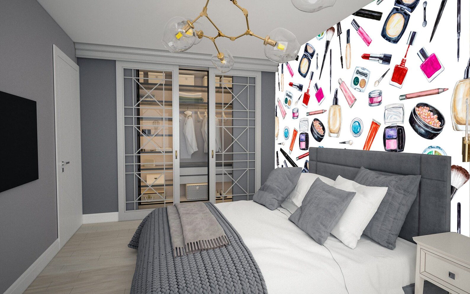Cosmetics Wallpaper Makeup Mural Modern Design Cosmetology Print ...
